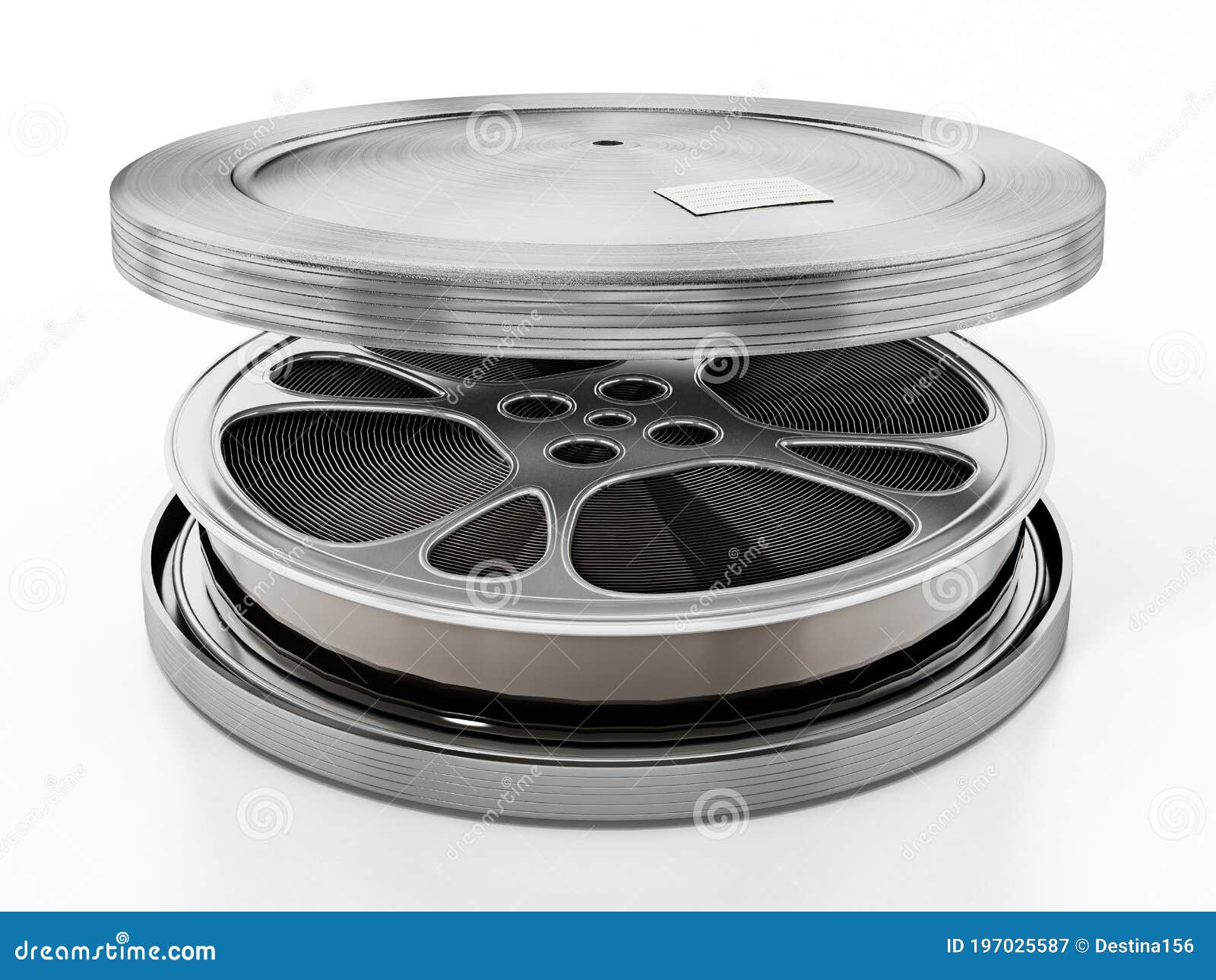 Film Reel Inside Metal Container. 3D Illustration Stock Illustration ...