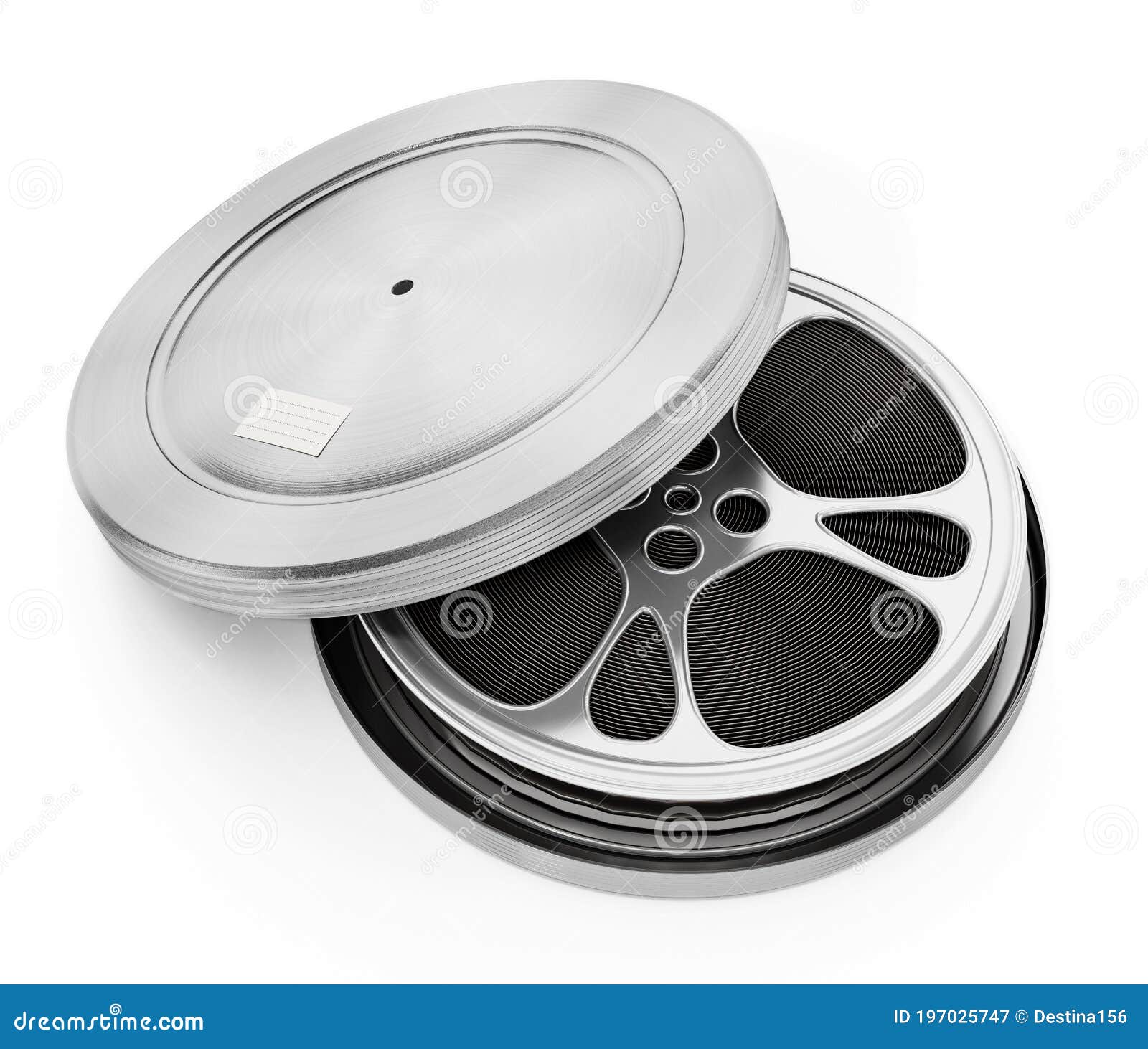 Film Reel Inside Metal Container. 3D Illustration Stock Illustration ...