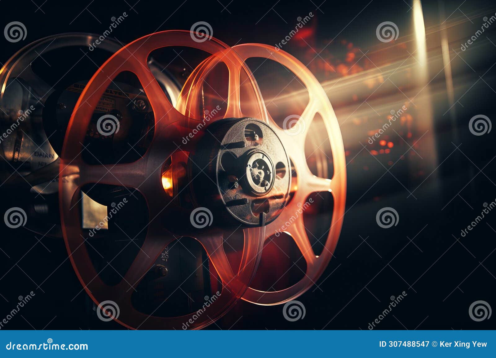 Film Reel Spinning on a Projector Stock Illustration - Illustration of ...