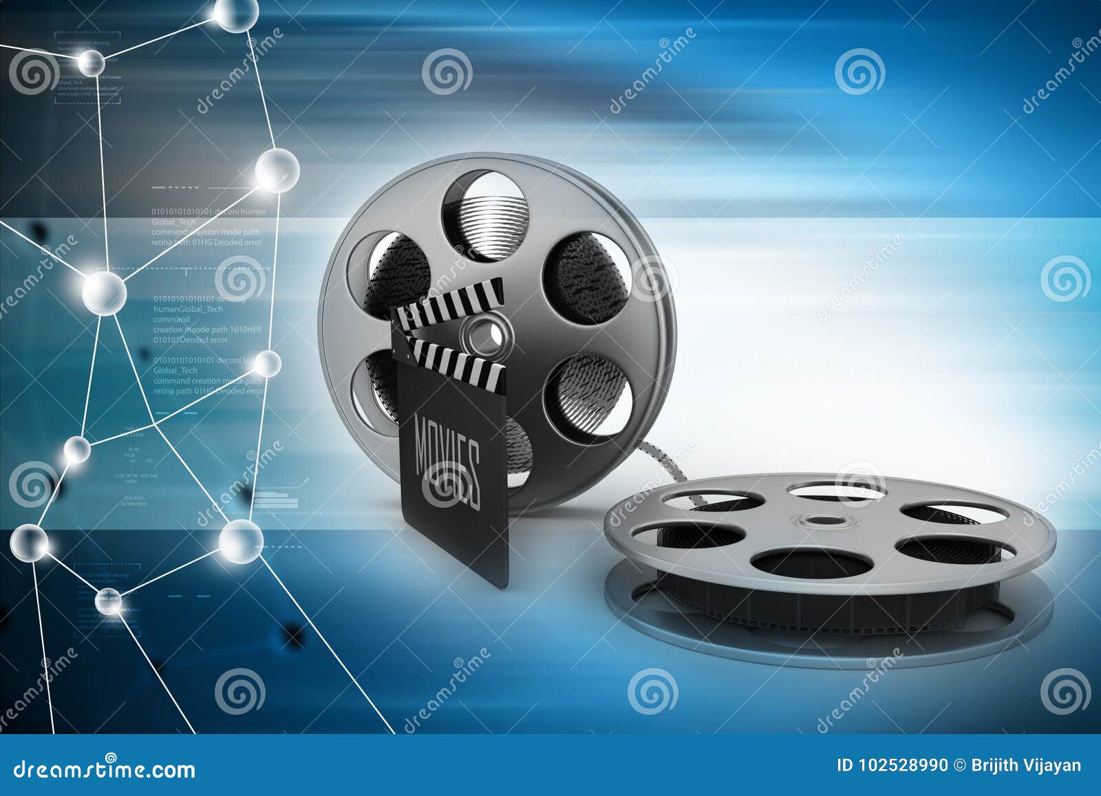 Film Reels and Clapper Board Stock Illustration - Illustration of ...