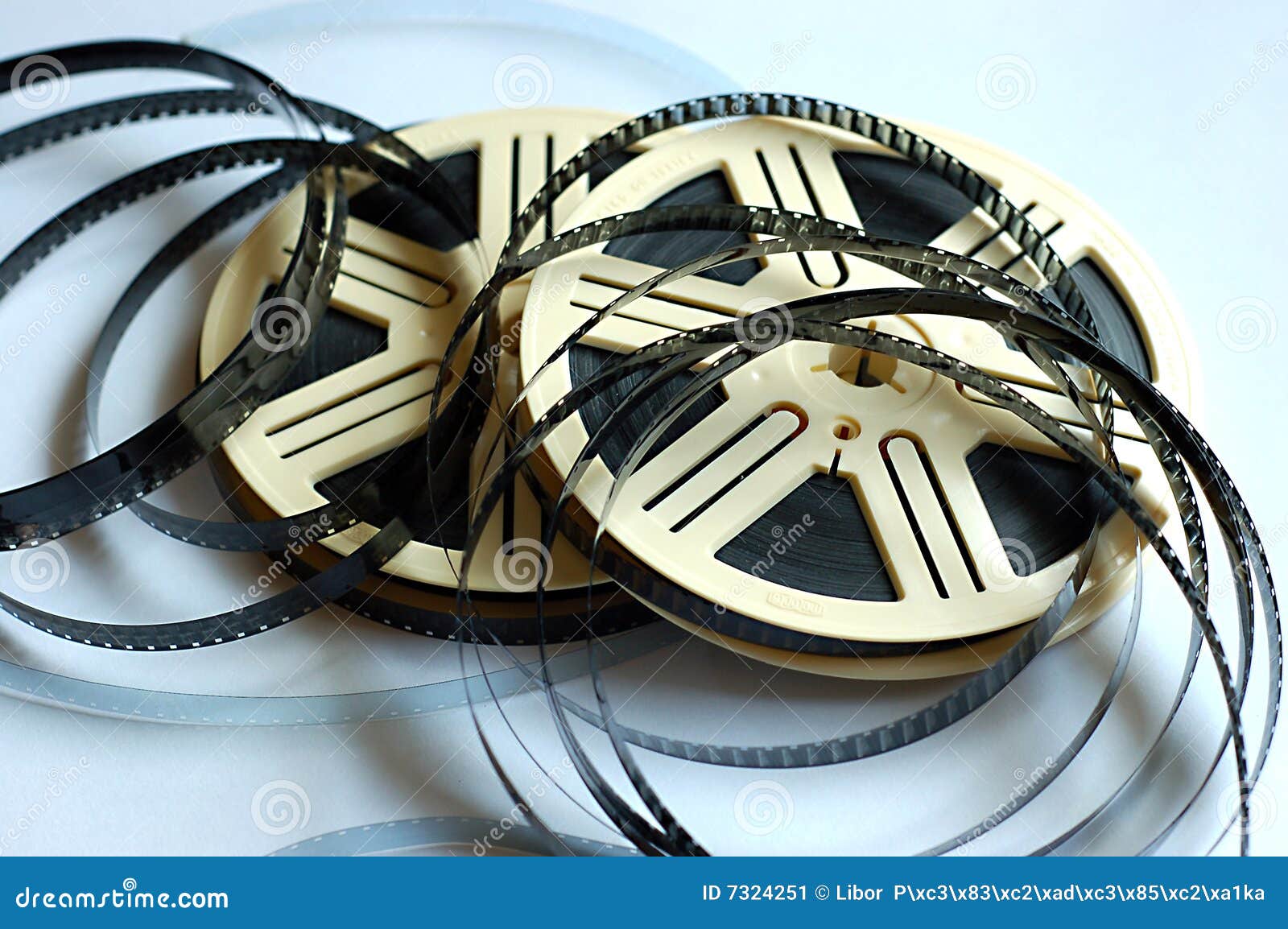 Film Reels on White Background Stock Image - Image of vintage, edit ...