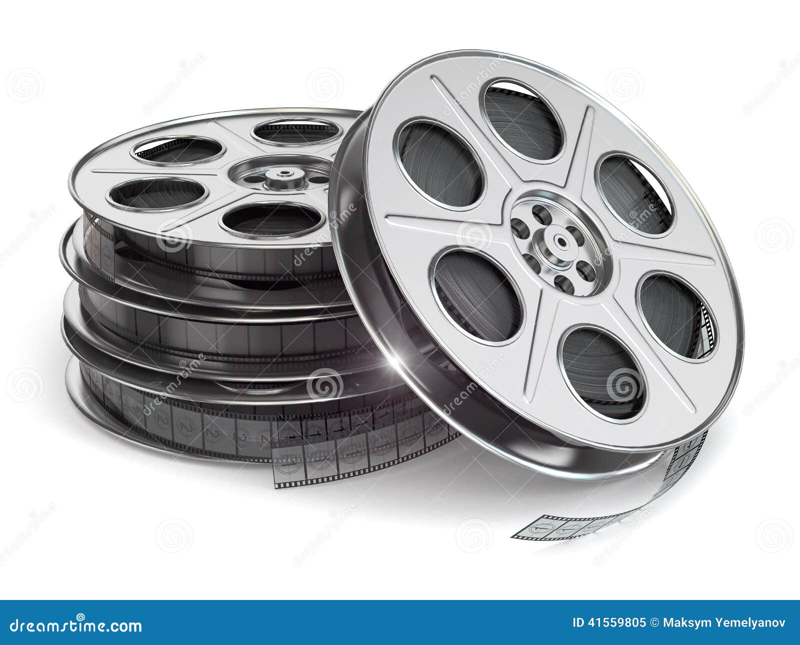 Film Reels on White Background. Stock Illustration - Illustration of ...