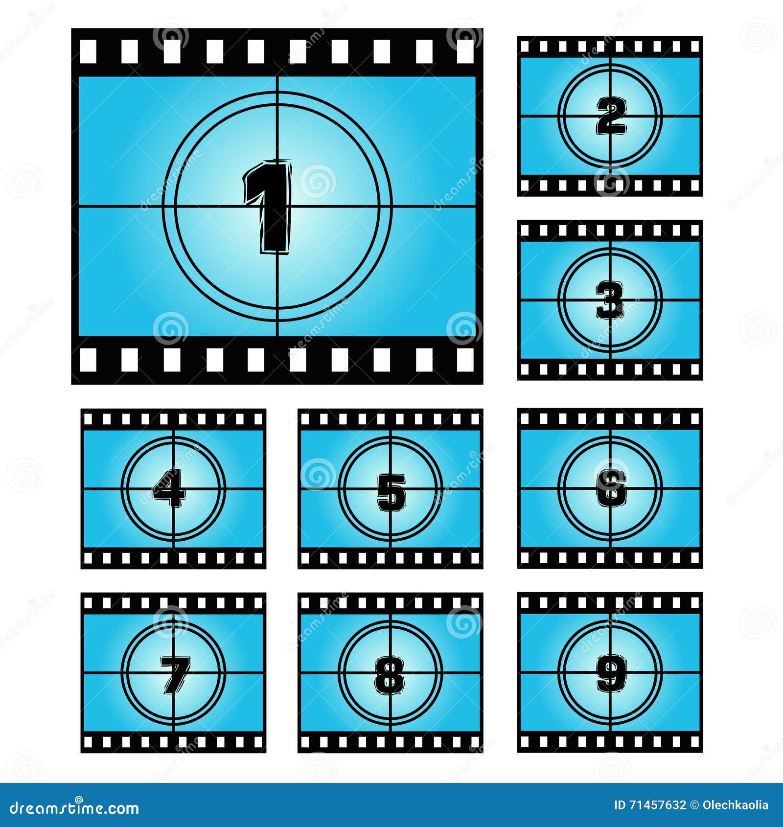 Film Screen Countdown Numbers. Stock Vector - Illustration of 35mm ...