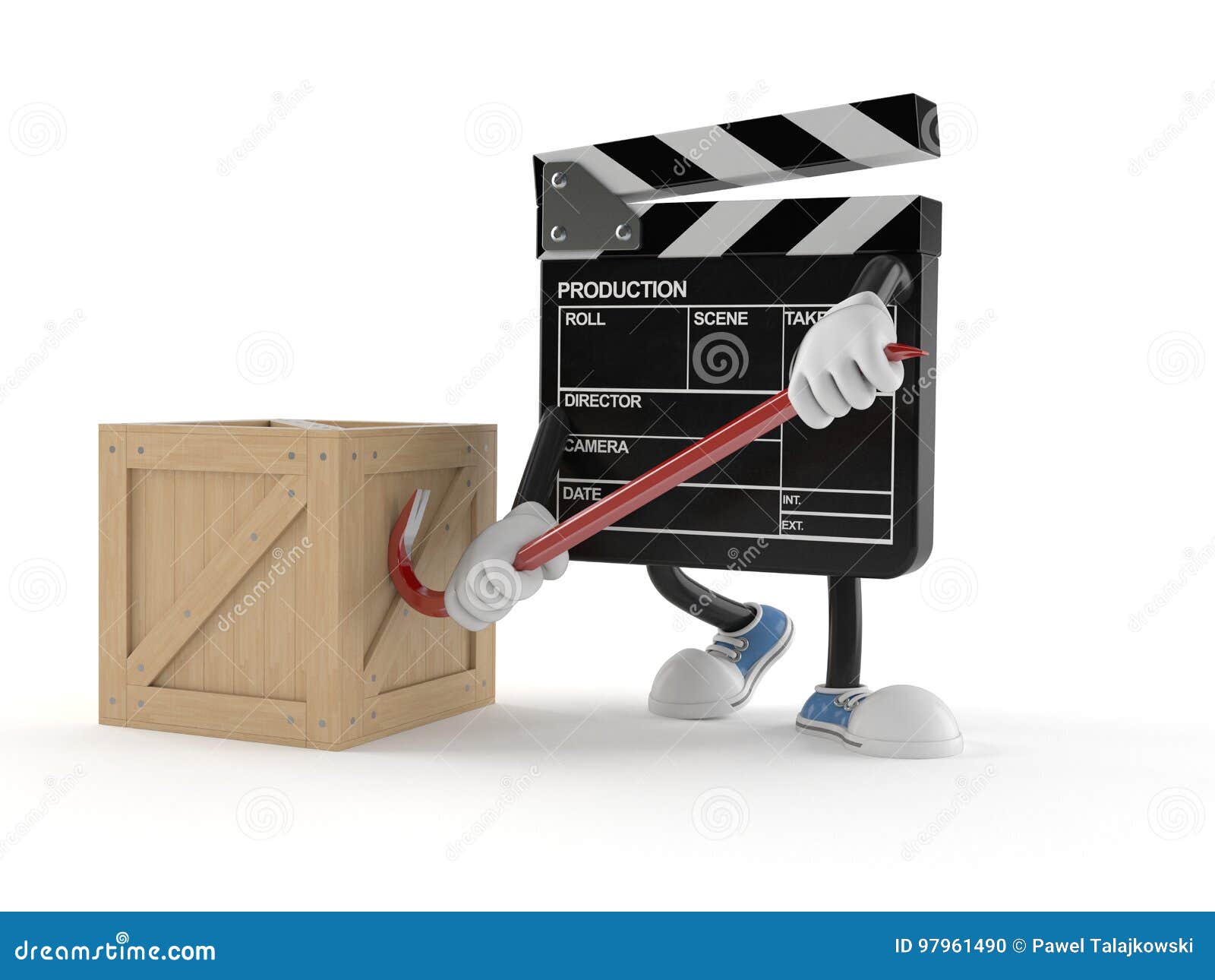 Film Slate Character with Crate Stock Illustration - Illustration of ...
