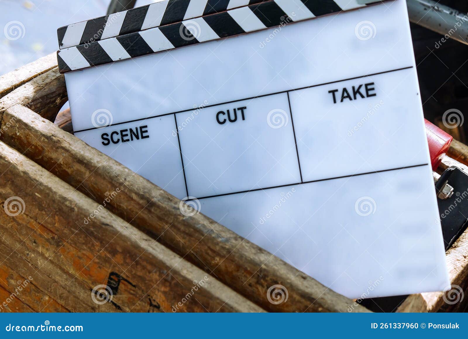 Film Slate on set stock photo. Image of broadcasting - 261337960
