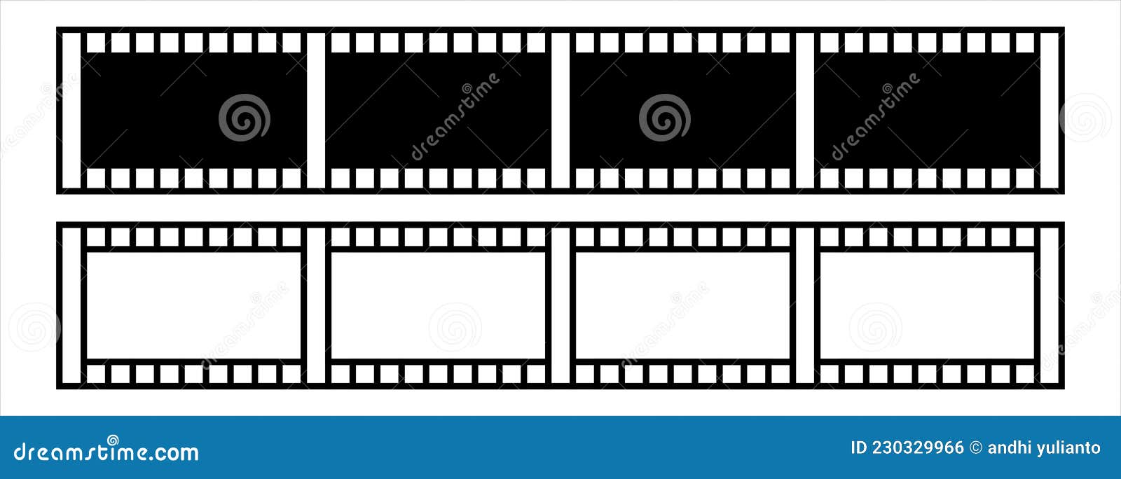 Film Strip Banner. Four Frame Film Strip. Empty Black and White ...