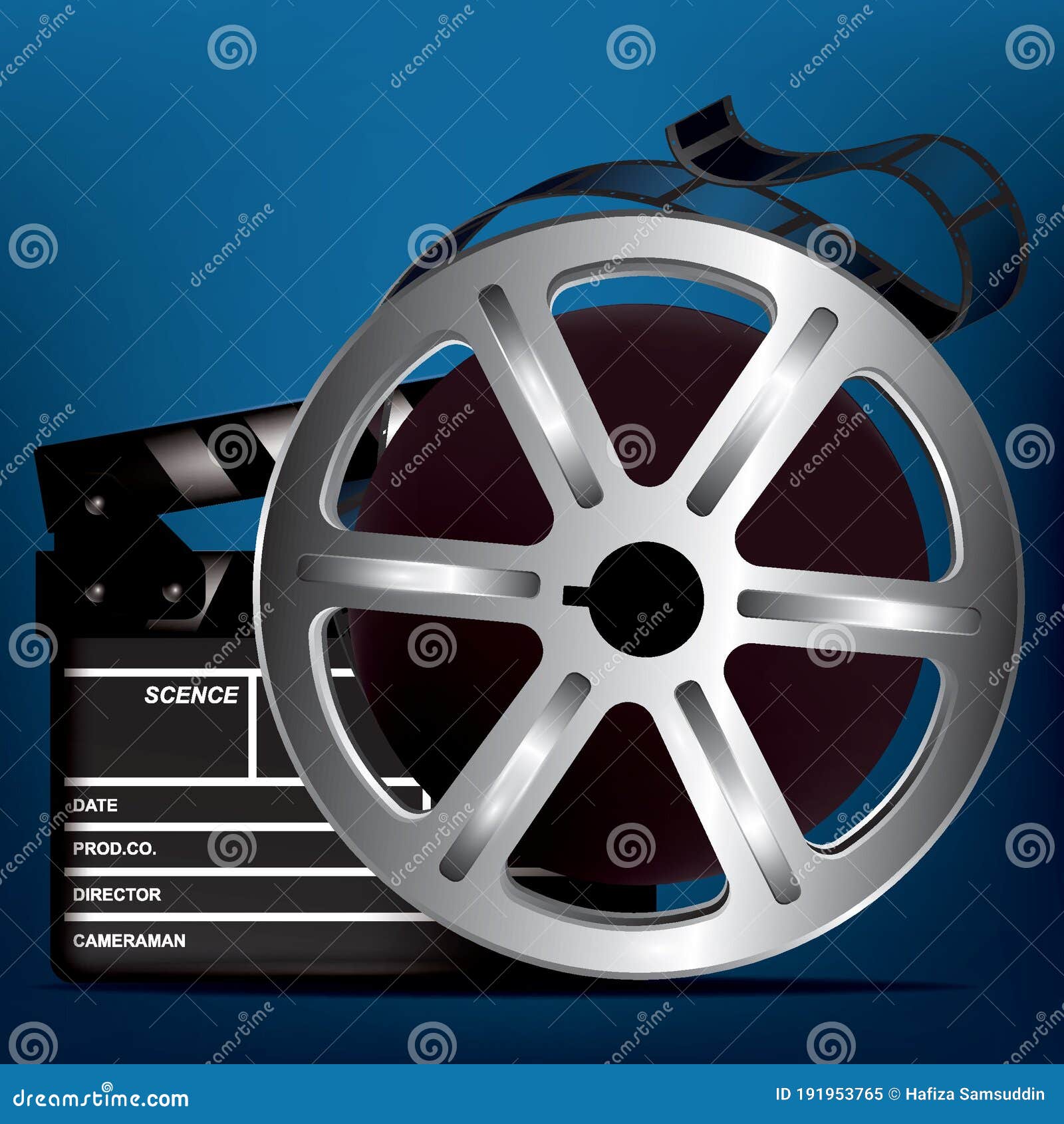 Film Strip and Clapperboard. Vector Illustration Decorative Design ...