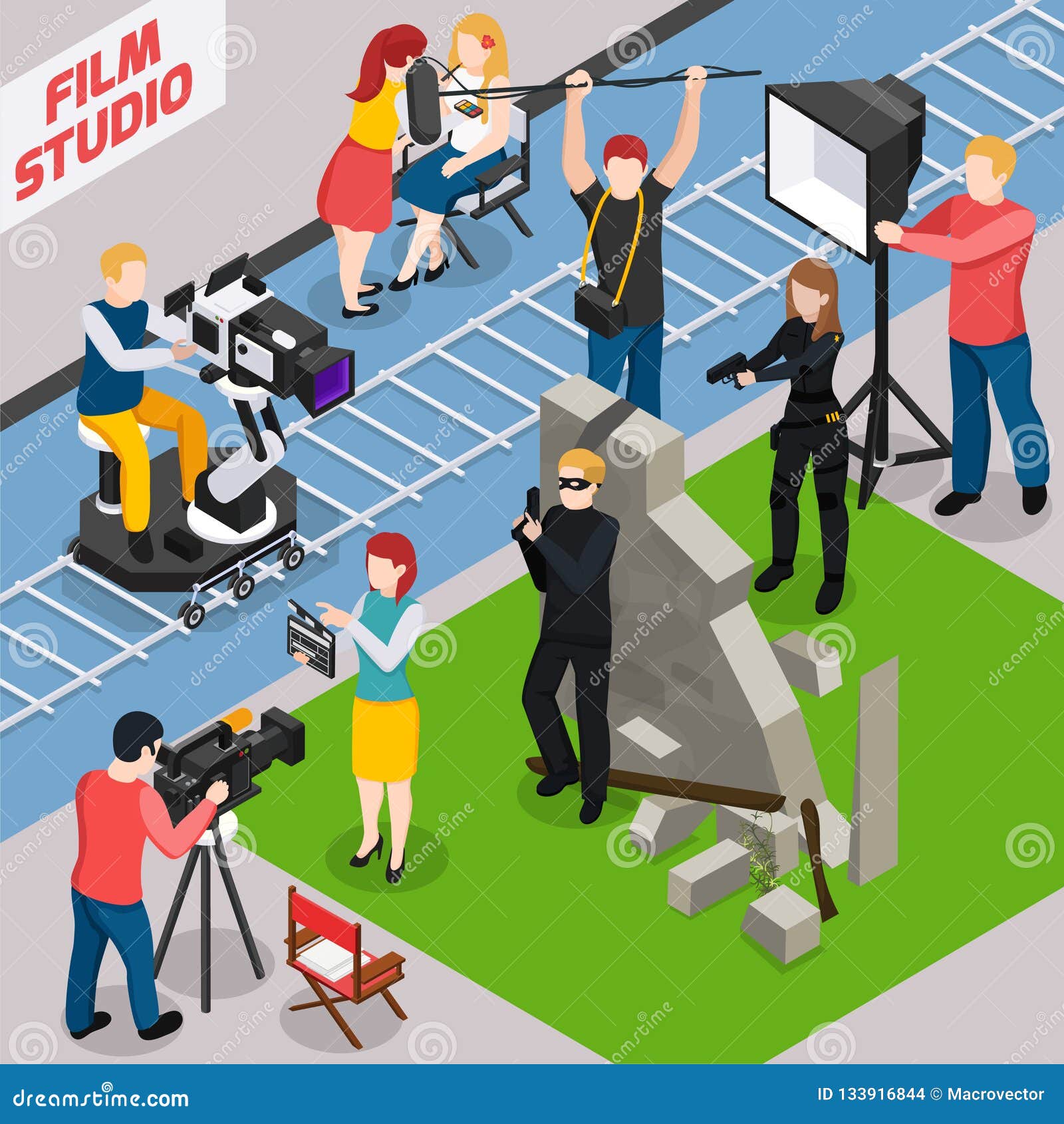 Film Studio With Green Screen Vector Illustration | CartoonDealer.com ...