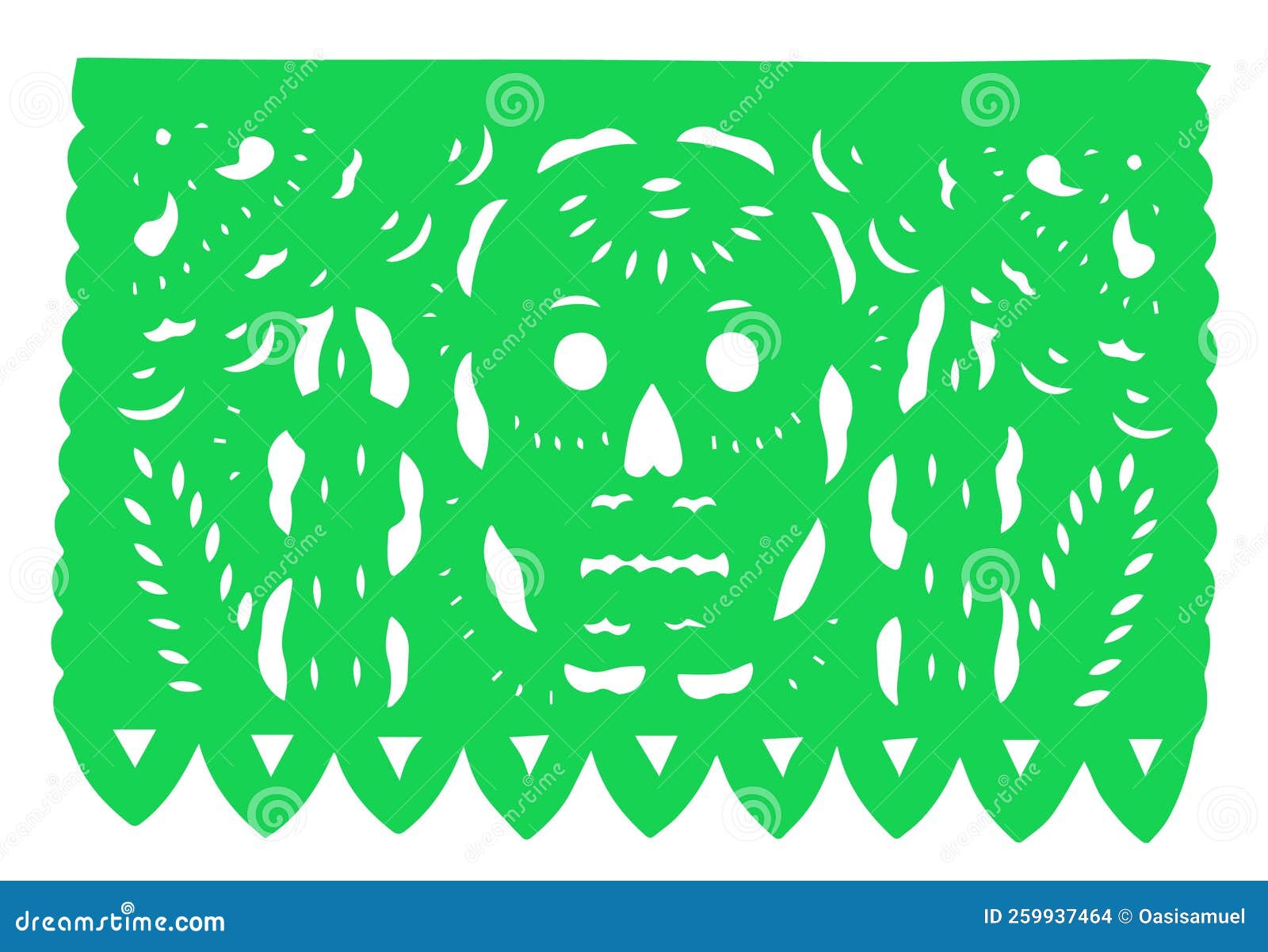 Day of the Dead Paper, Green Papel Picado with a Traditional Mexican ...