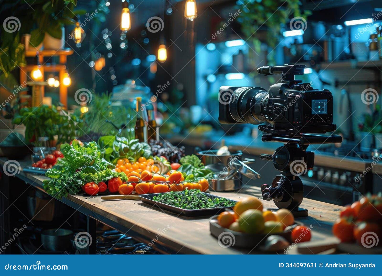 Filming a Cooking Show in the Kitchen Stock Illustration - Illustration ...