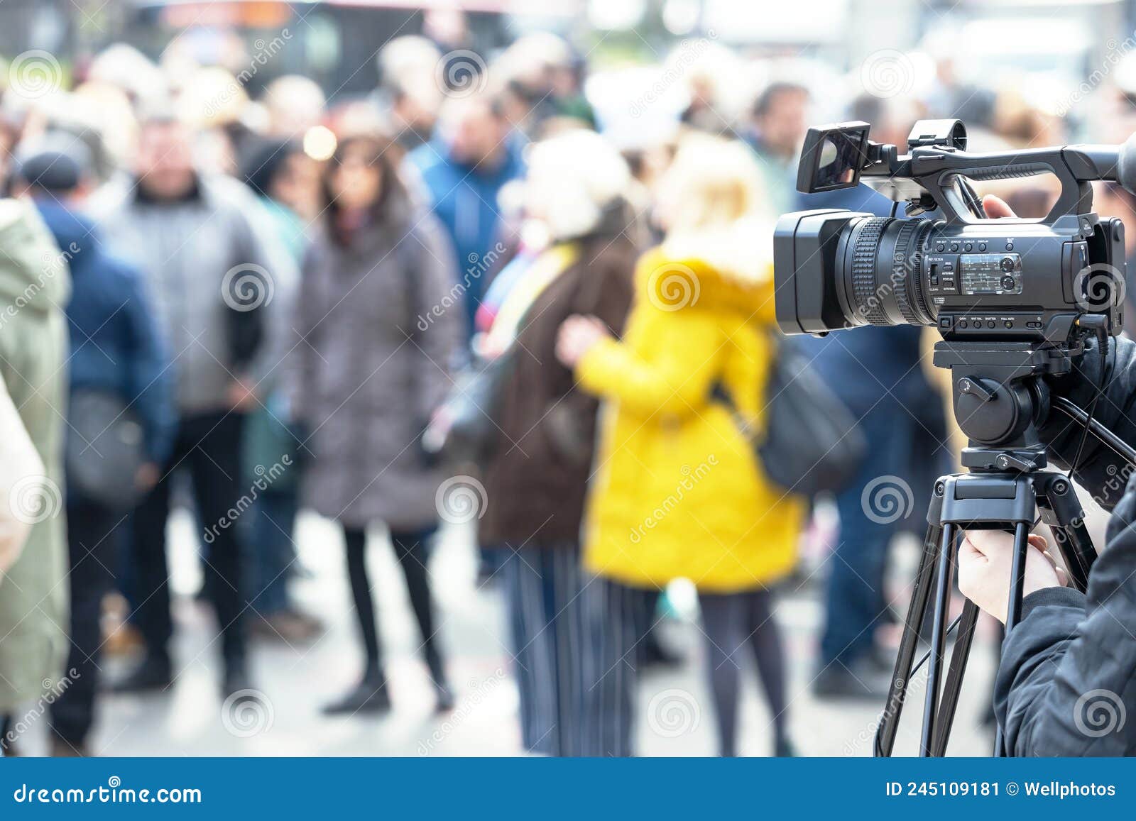Filming Crowd of People with a Video Camera Stock Image - Image of ...