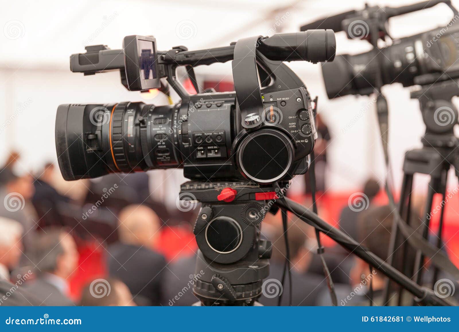 Filming an Event with a Video Camera Stock Image - Image of public ...