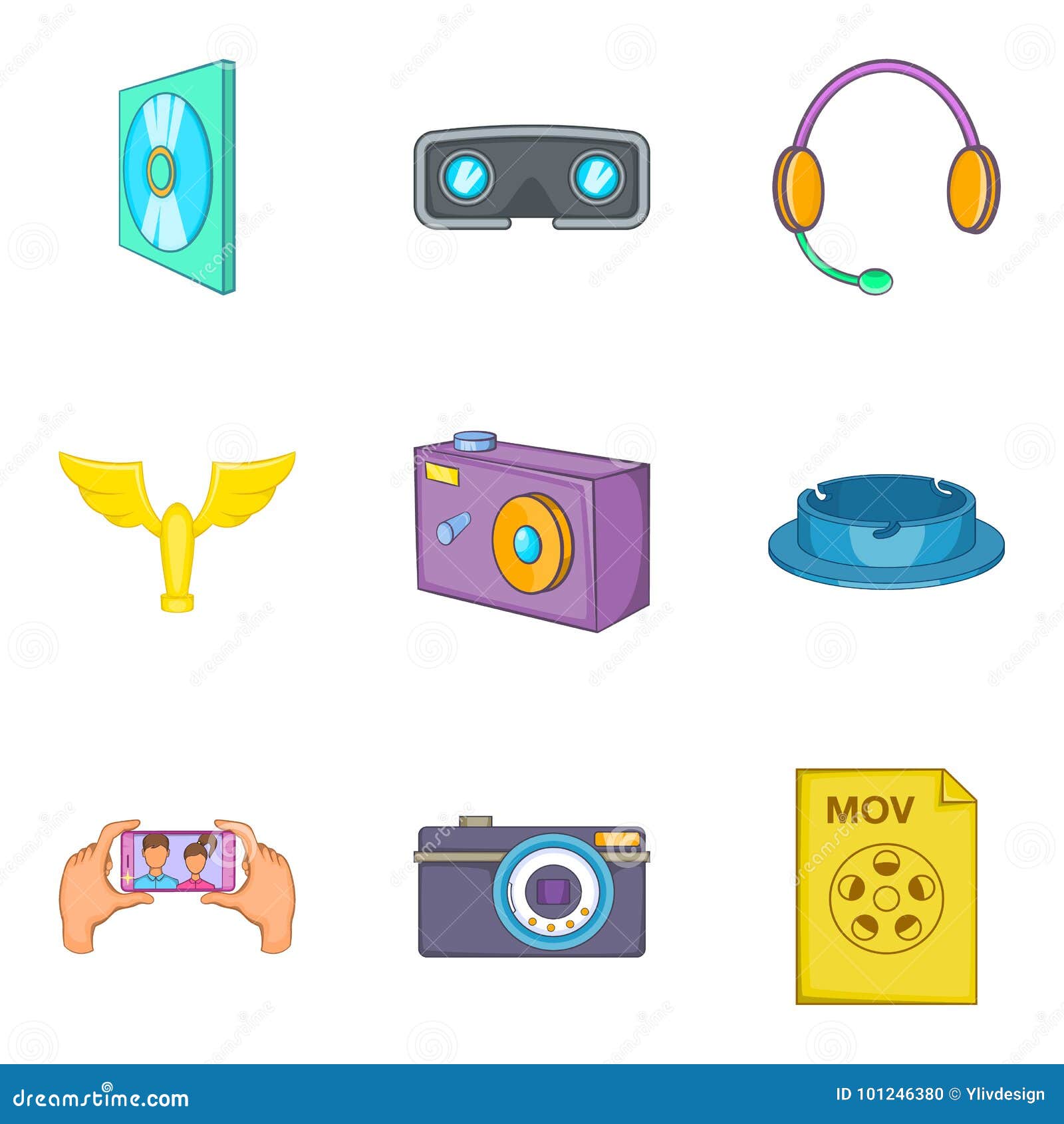 Filming Icons Set, Cartoon Style Stock Vector - Illustration of ...