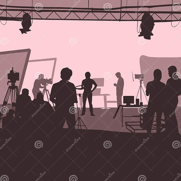 Filming Process in the Studio Concept Image. Content Creating. Flat ...