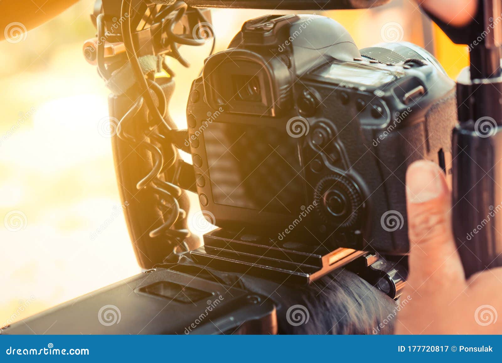 Filming with Professional Camera Background Stock Image - Image of ...