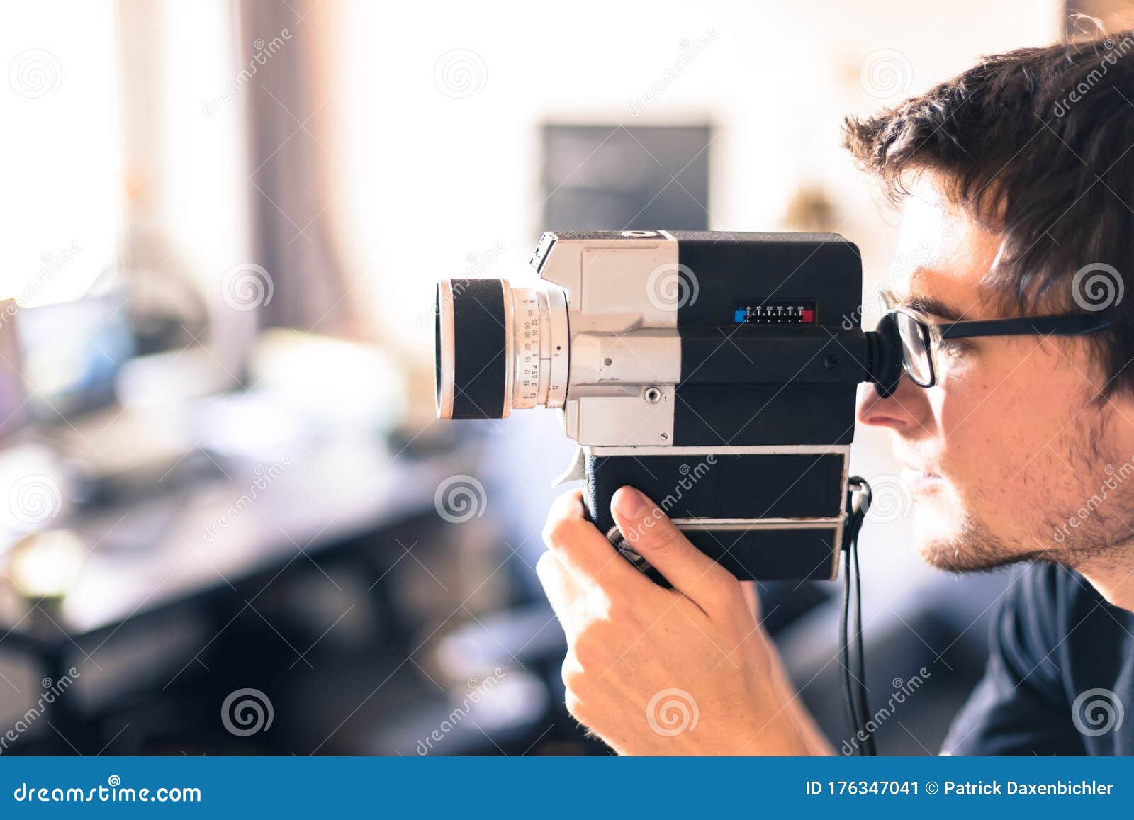 Filmmaker is Doing a Movie, Vintage Old Movie Camera Stock Image ...
