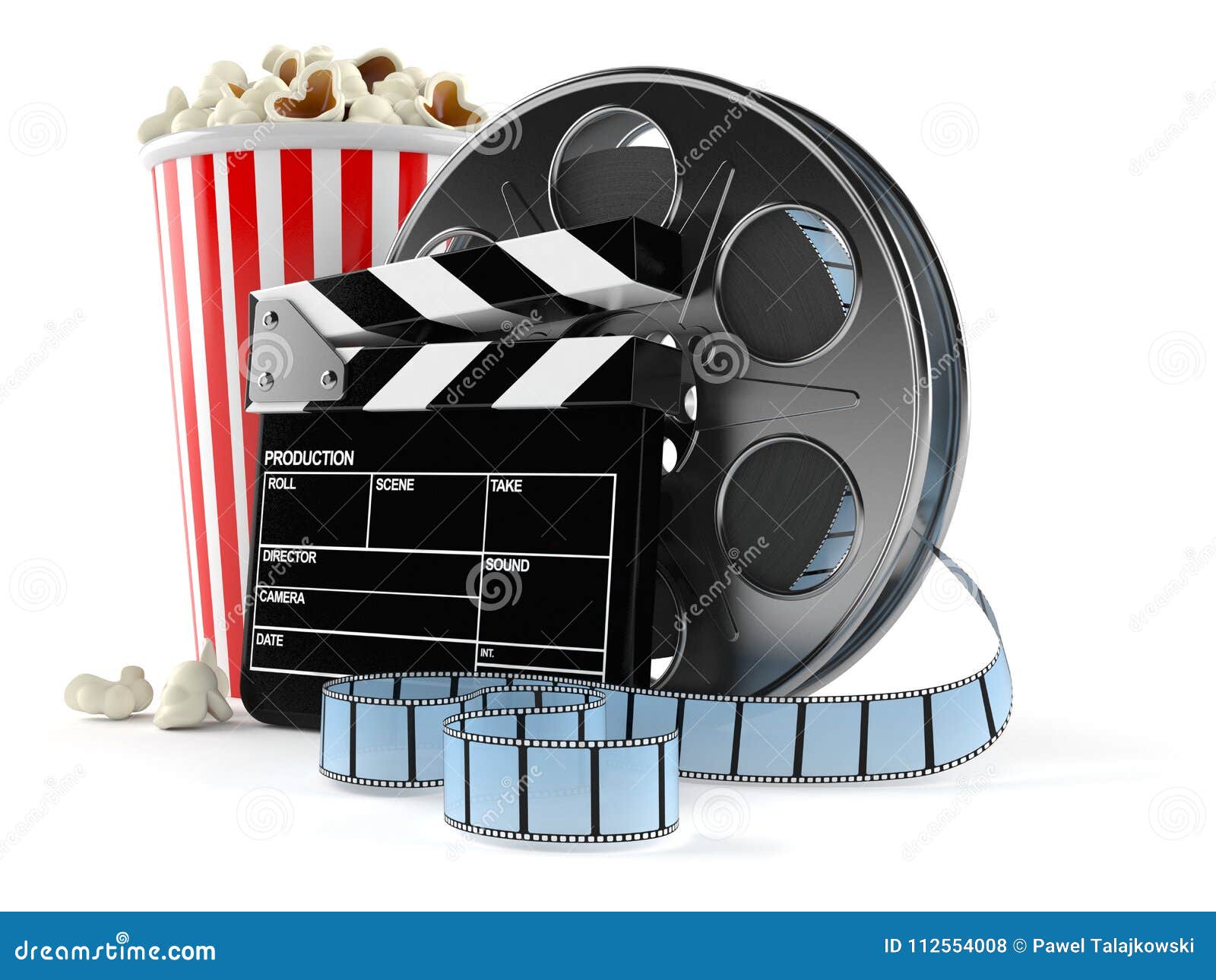 Filmrolle mit Popcorn stock abbildung. Illustration von bandspule ...