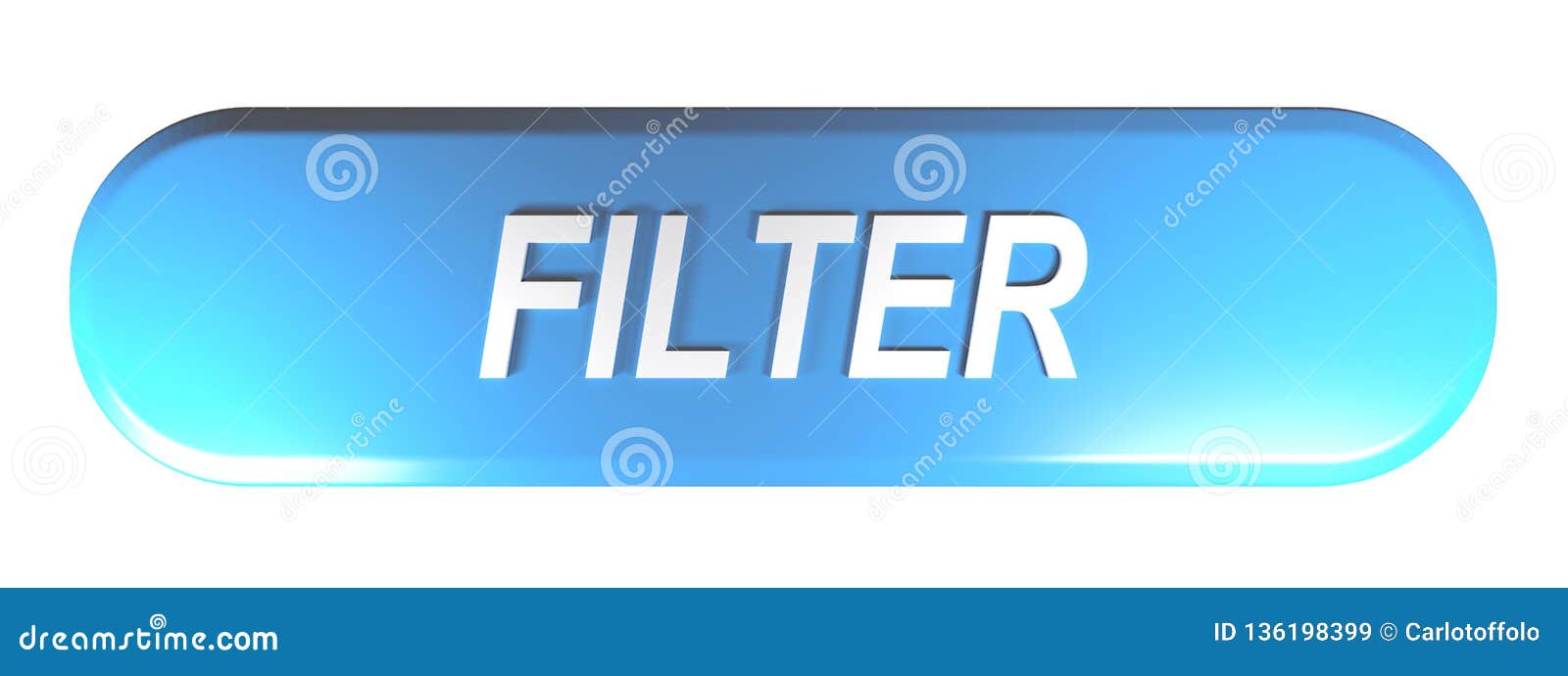Filter Blue Rounded Rectangle Push Button - 3D Rendering Illustration ...