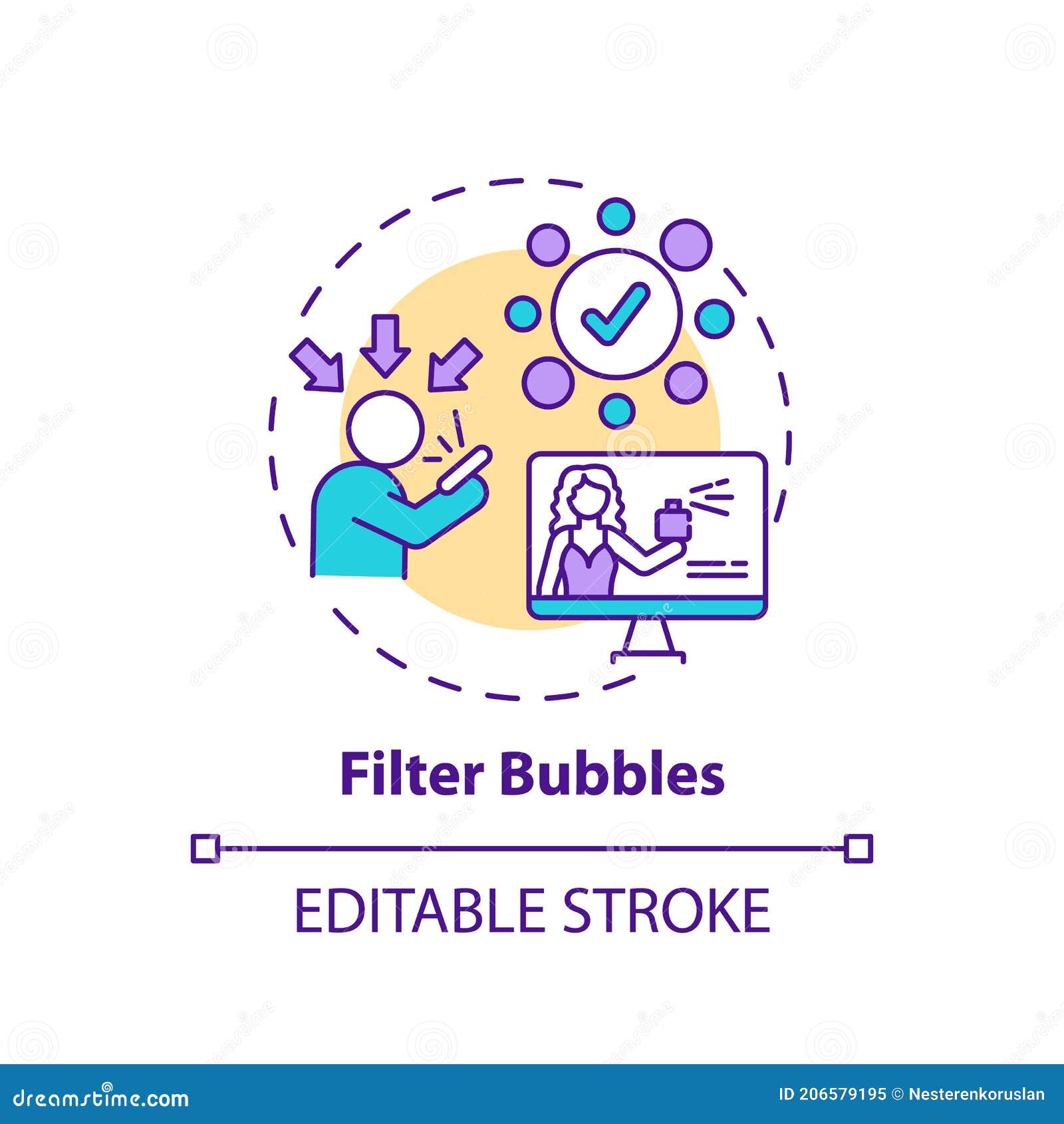 Filter Bubbles Concept Icon Stock Illustration - Illustration of media ...
