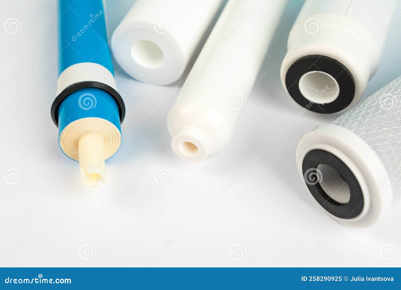 Filter Cartridges for Water on a Bright Blue Background. Stock Image ...