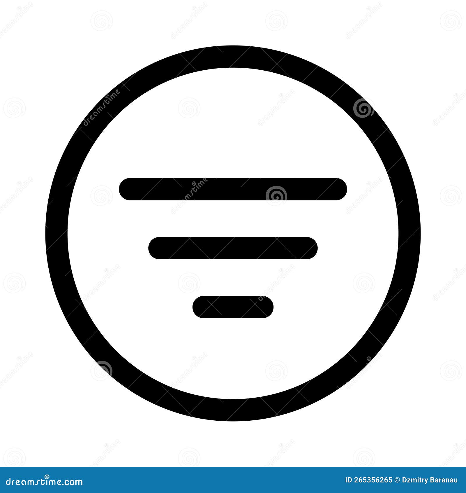 Filter Circle Icon Line Isolated on White Background. Black Flat Thin ...