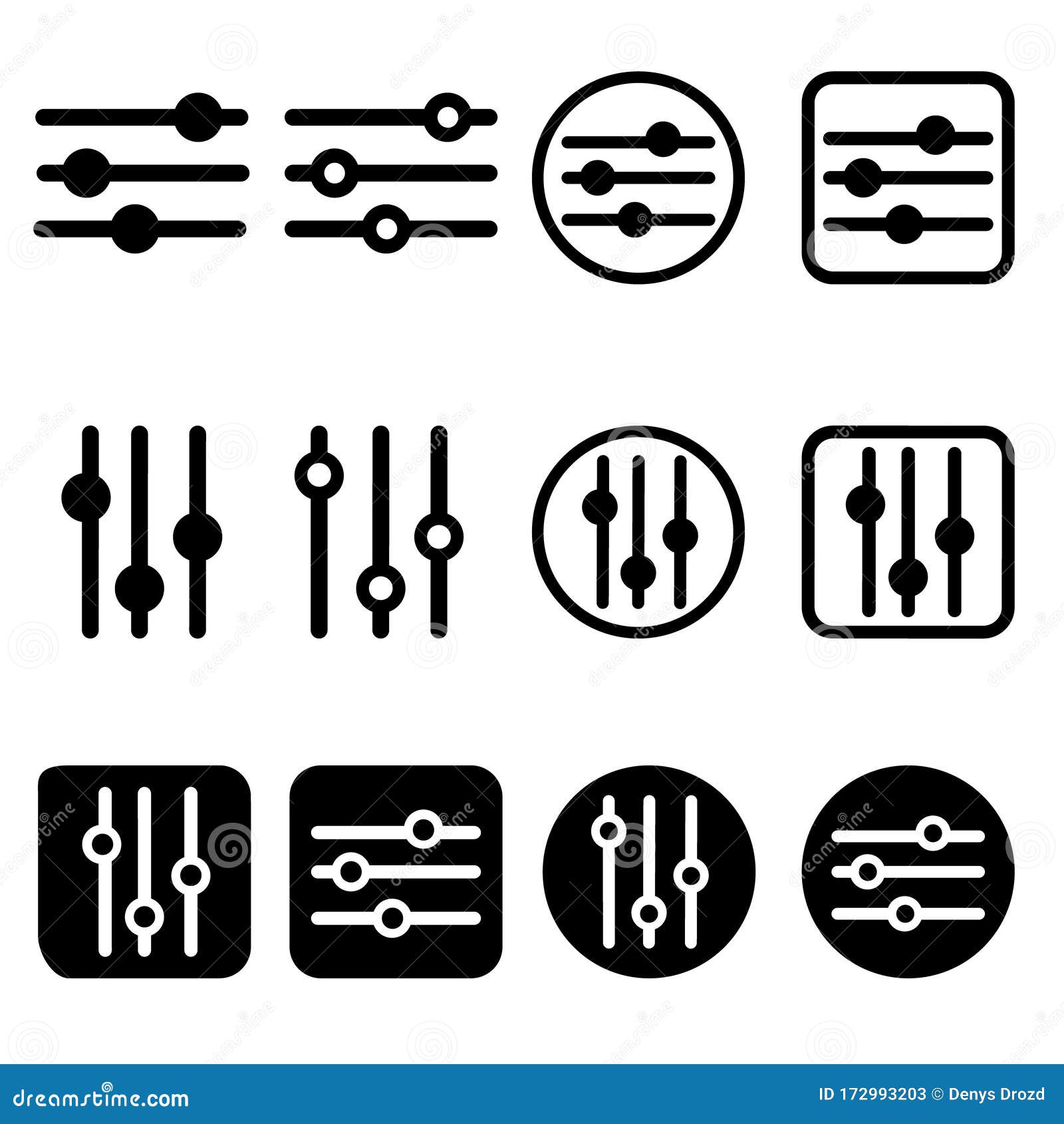 Filter Control Icon Vector Set. Adjustment Illustration Sign. Mixer ...
