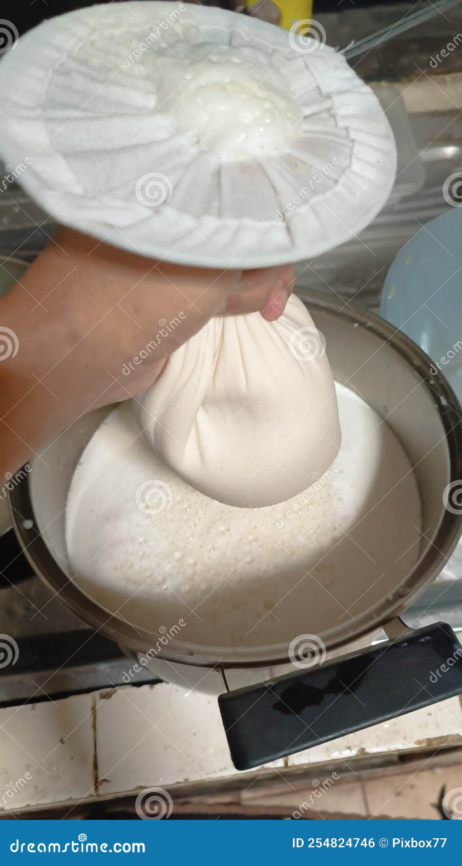 Filter Ground Soy Beans for Make Soy Milk Stock Photo - Image of ...