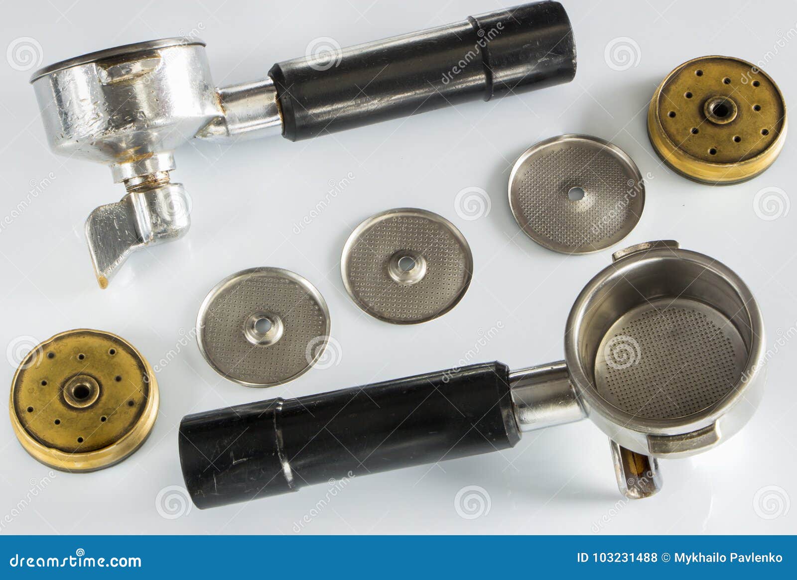 Filter Holder of Professional Coffee Machine with Tamped Coffee Stock ...