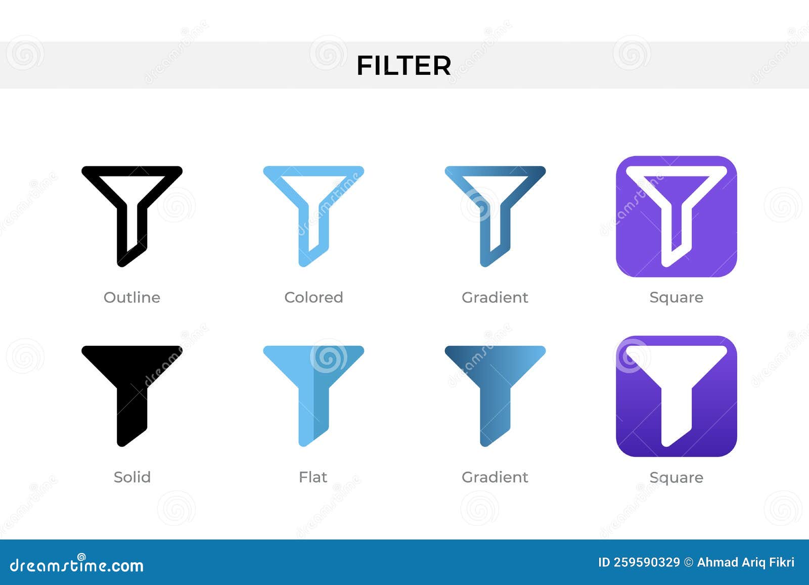Filter Icon in Different Style. Filter Vector Icons Designed in Outline ...