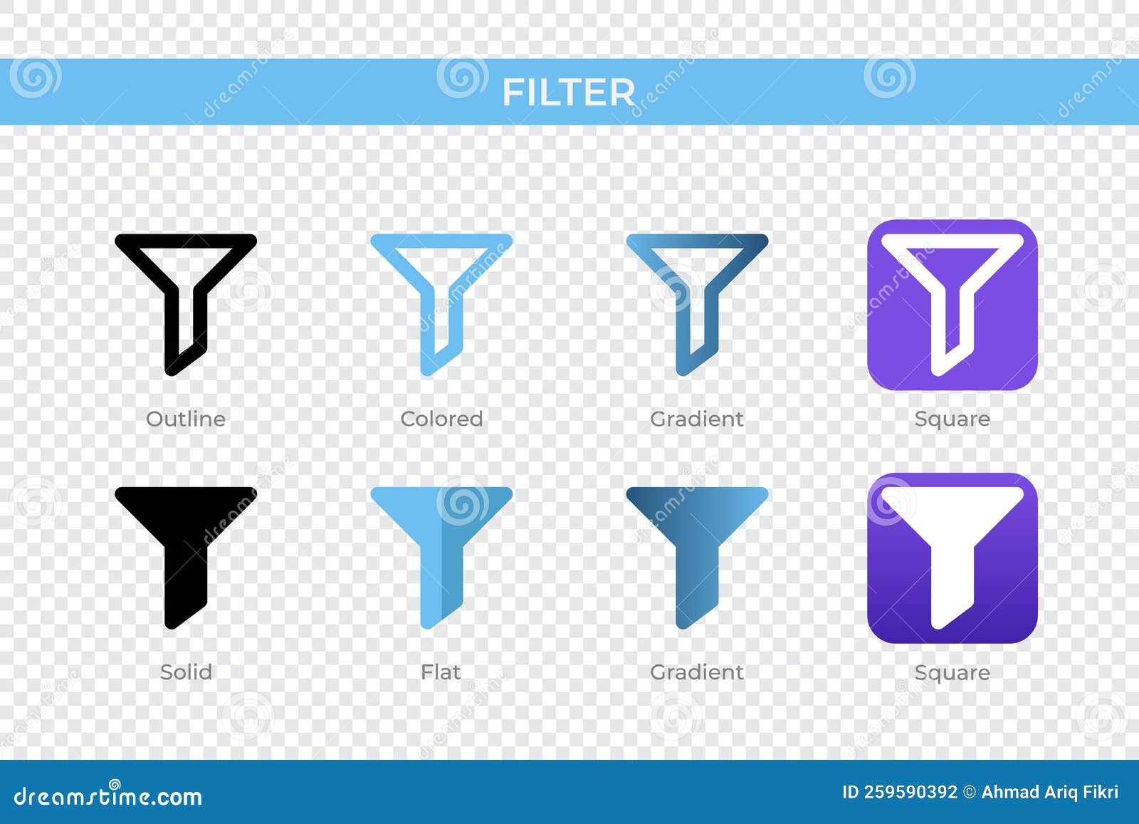 Filter Icon in Different Style. Filter Vector Icons Designed in Outline ...