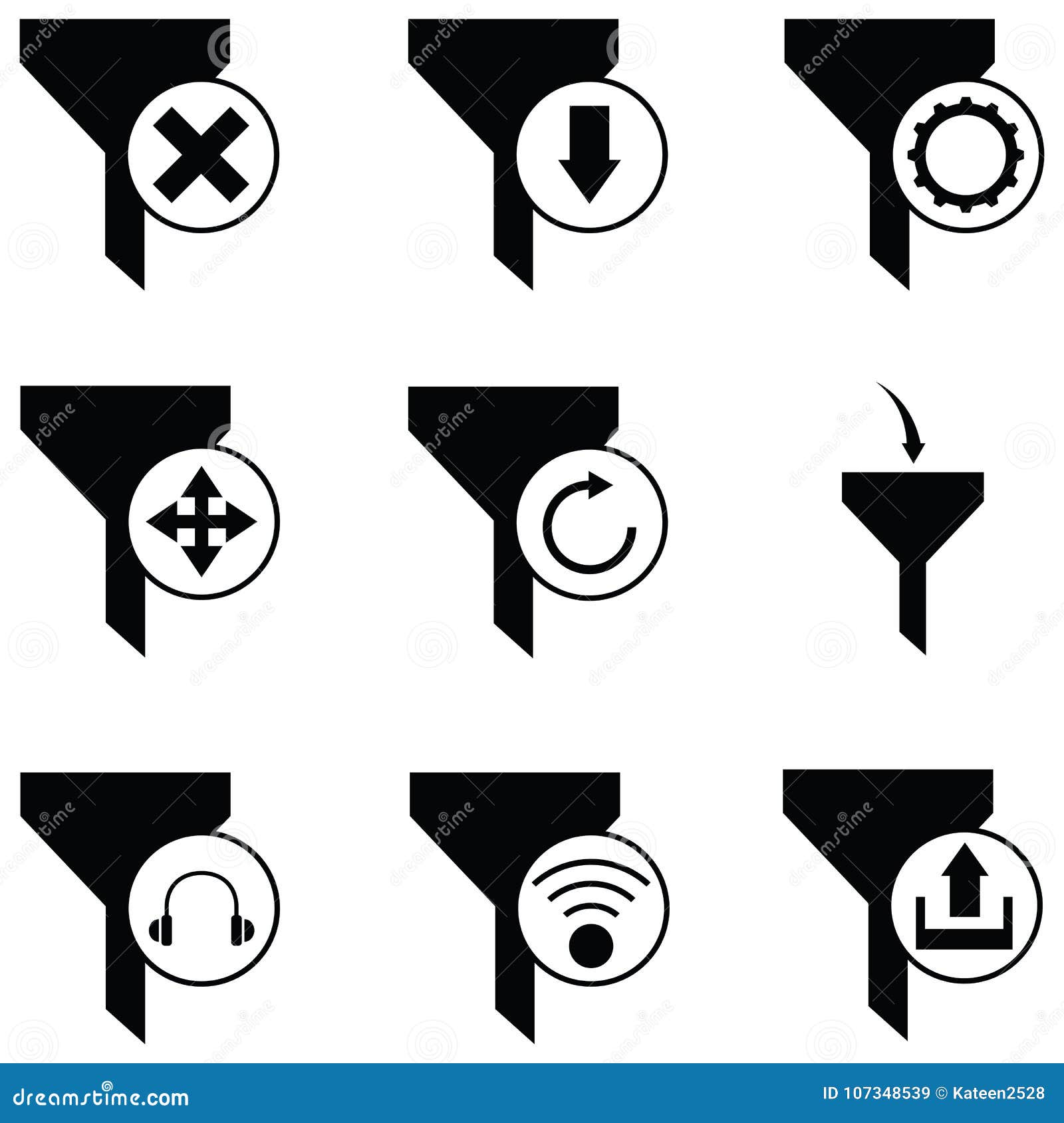 Filter icon set stock vector. Illustration of technology - 107348539