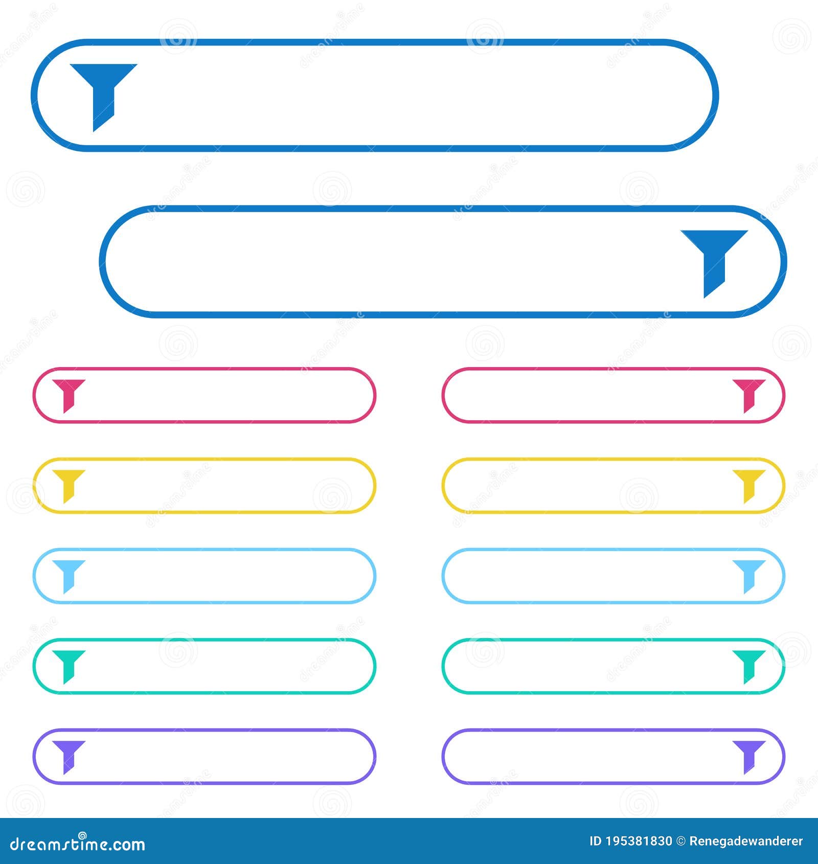 Filter Icons Icons In Rounded Color Menu Buttons Stock Vector
