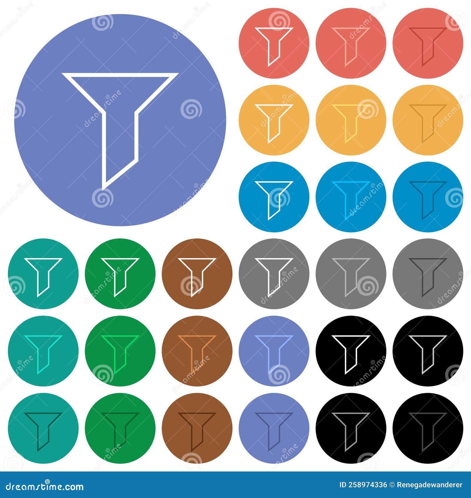 Filter Outline Round Flat Multi Colored Icons Stock Vector ...