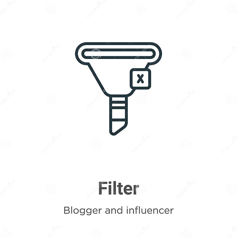 Filter Outline Vector Icon. Thin Line Black Filter Icon, Flat Vector ...