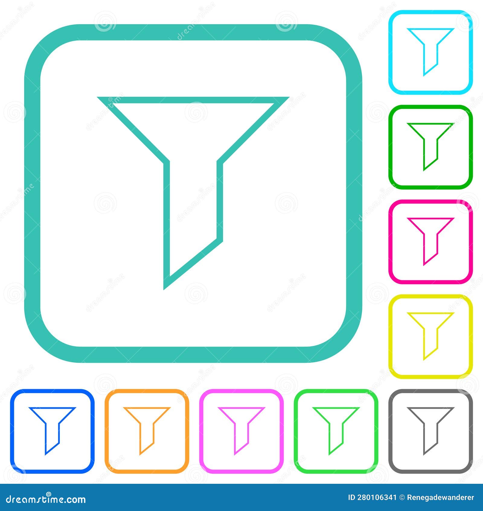 Filter Outline Vivid Colored Flat Icons Stock Vector - Illustration of ...