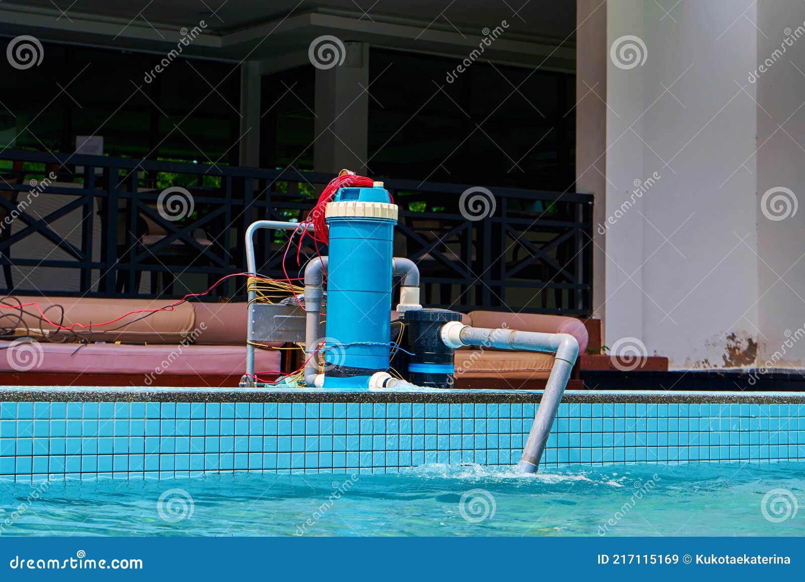 A Filter Pump Cleans the Pool Water. Device for Automatic Cleaning of ...