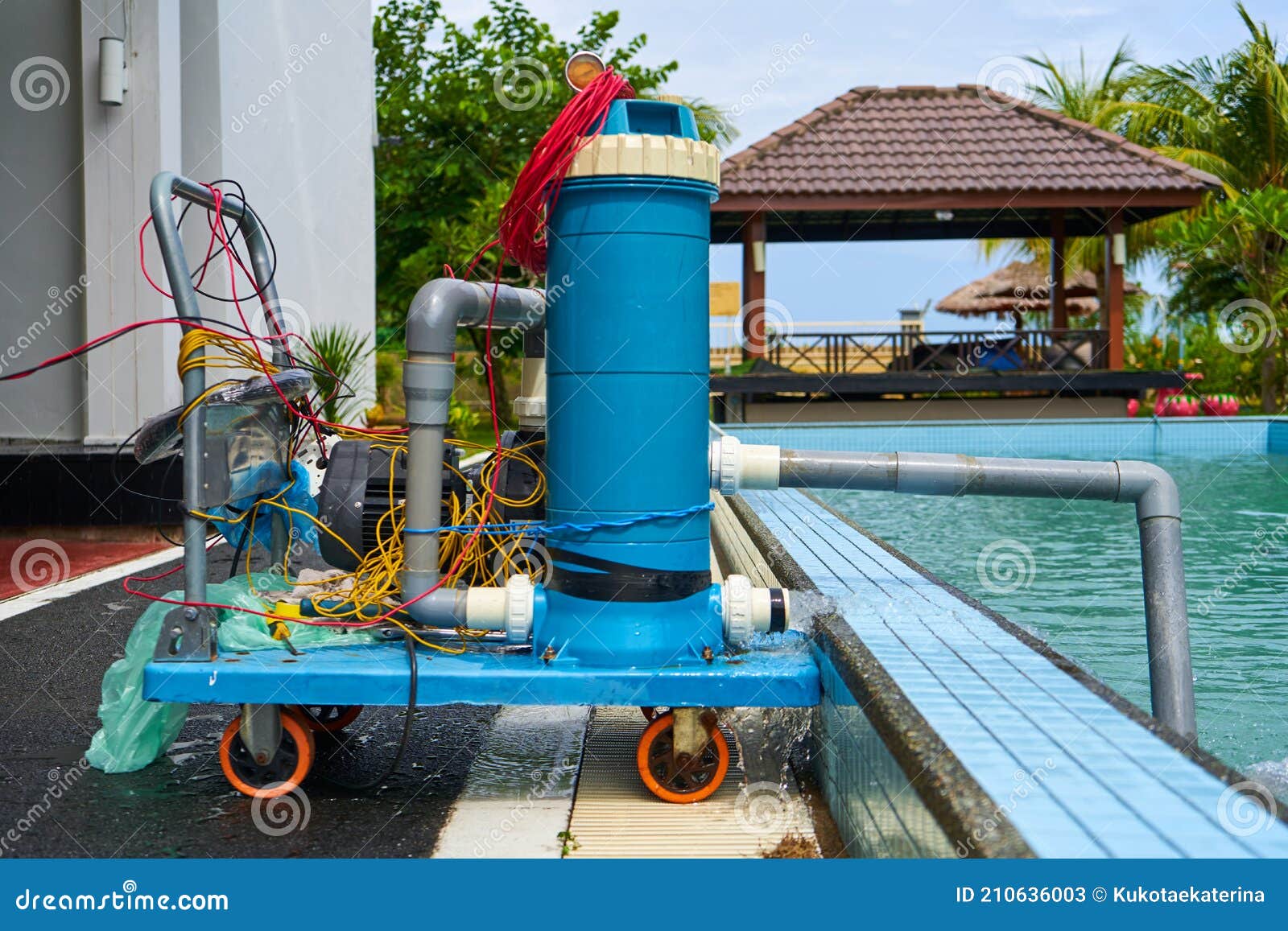 A Filter Pump Cleans the Pool Water. Device for Automatic Cleaning of ...