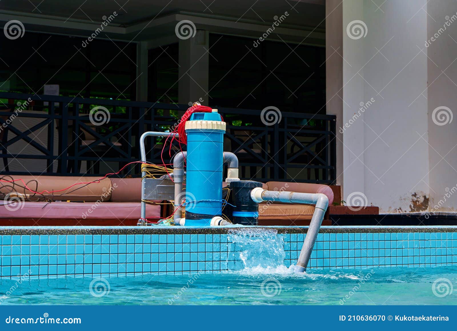 A Filter Pump Cleans the Pool Water. Device for Automatic Cleaning of ...