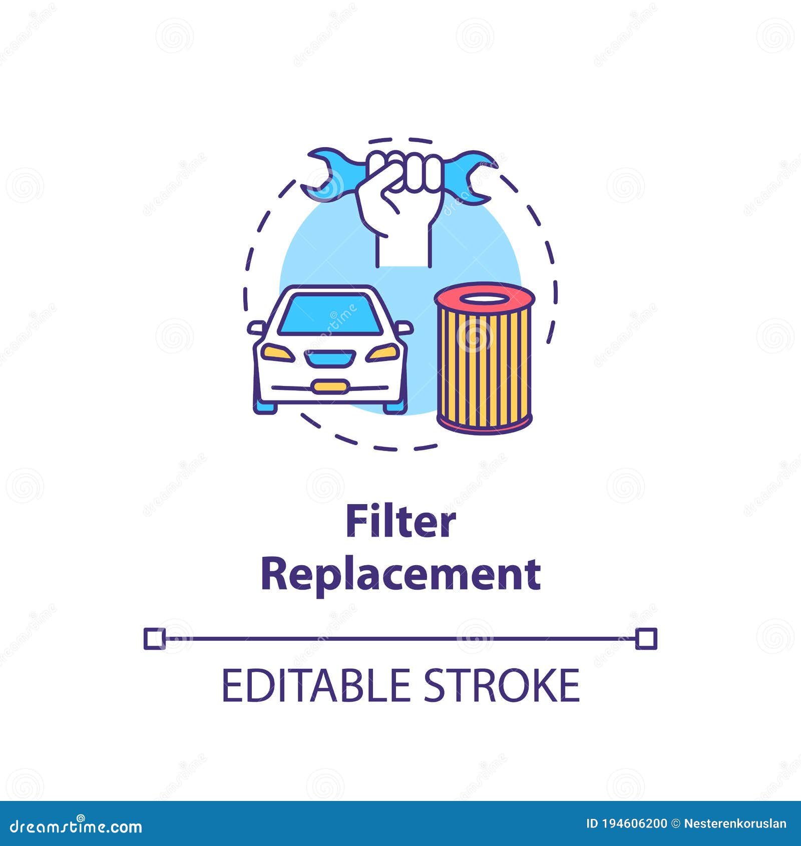 Filter Replacement Concept Icon Stock Vector - Illustration of line ...