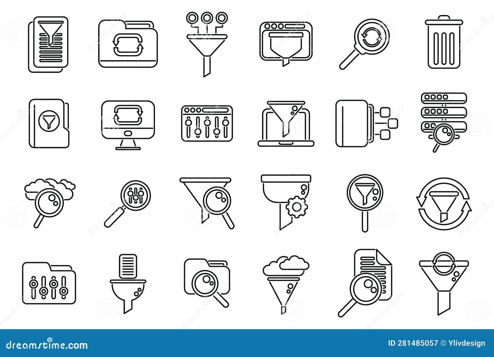 Filter Search Icons Set Outline Vector. Filter Interface Stock Vector ...