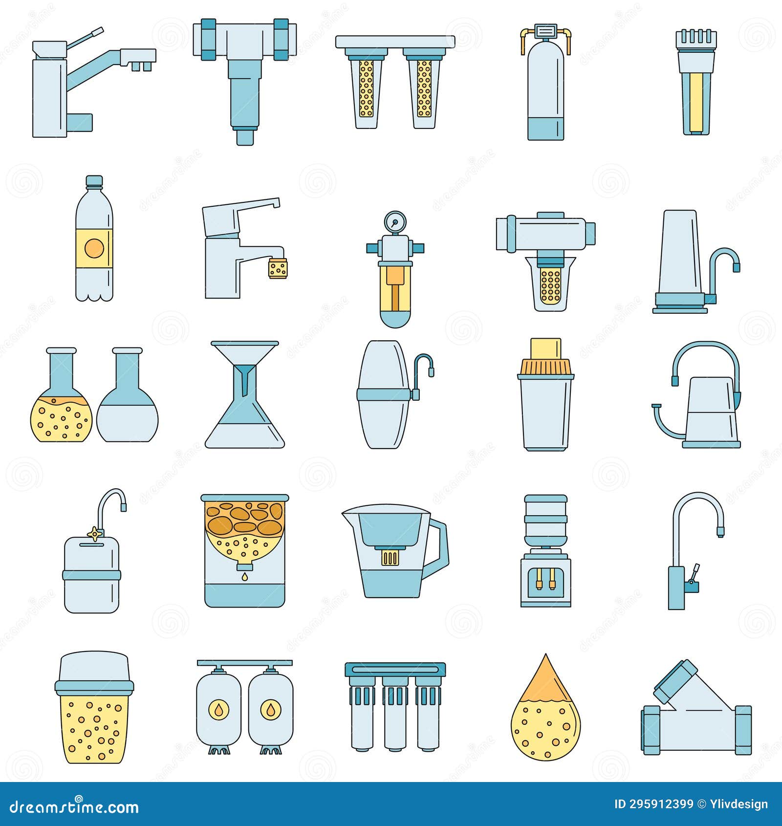 Filter Water System Icon Set Vector Color Stock Illustration ...