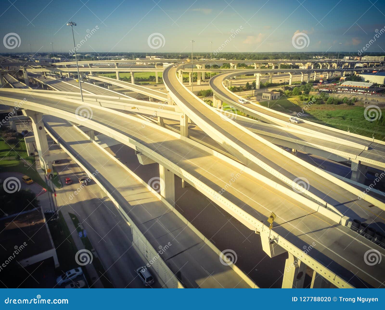Filtered Tone Top View Five-level Stack Interchange Expressway I Stock ...