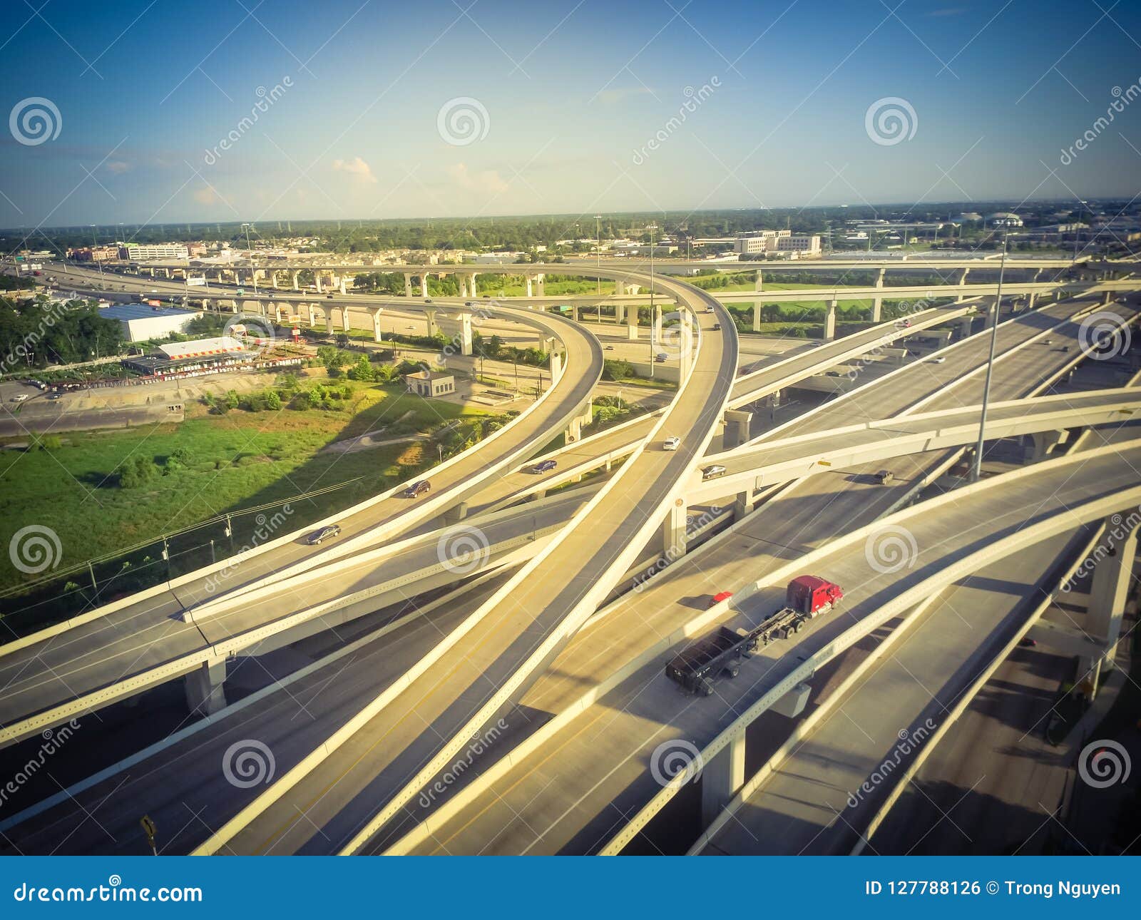 Filtered Tone Top View Five-level Stack Interchange Expressway I Stock ...