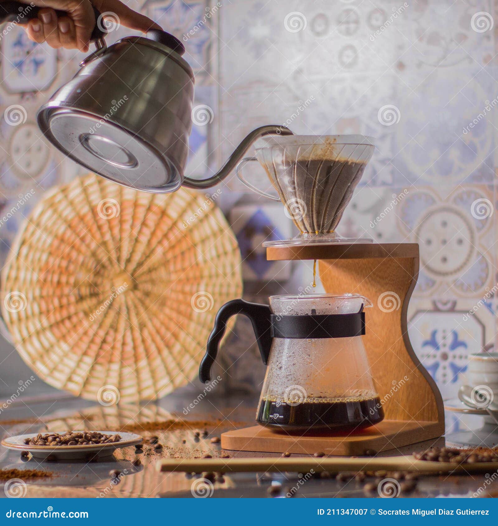 Filtering Coffee in a Coffee Maker Stock Image - Image of brewed ...