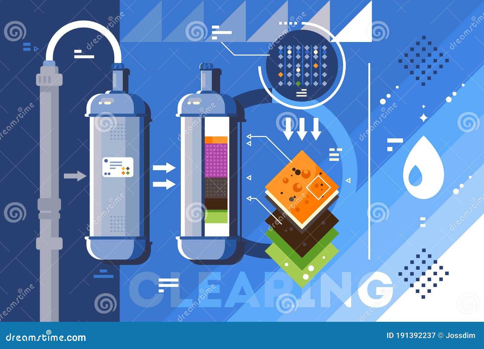 Filtration of Water for Drinking Stock Illustration - Illustration of ...