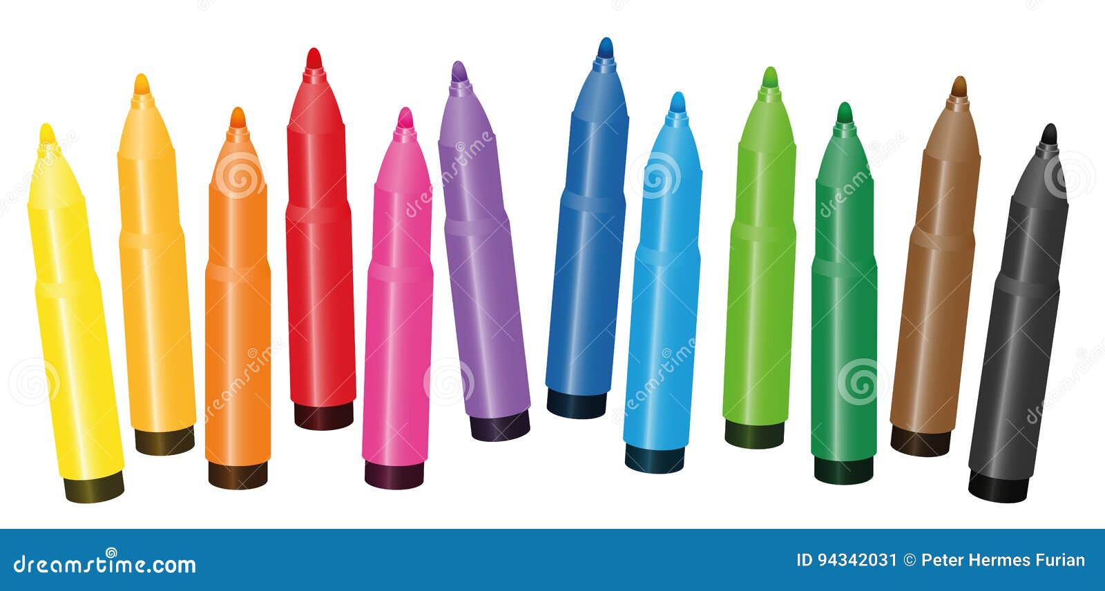 Filzstift-lose Vereinbarte Farbsammlung Vektor Abbildung - Illustration ...