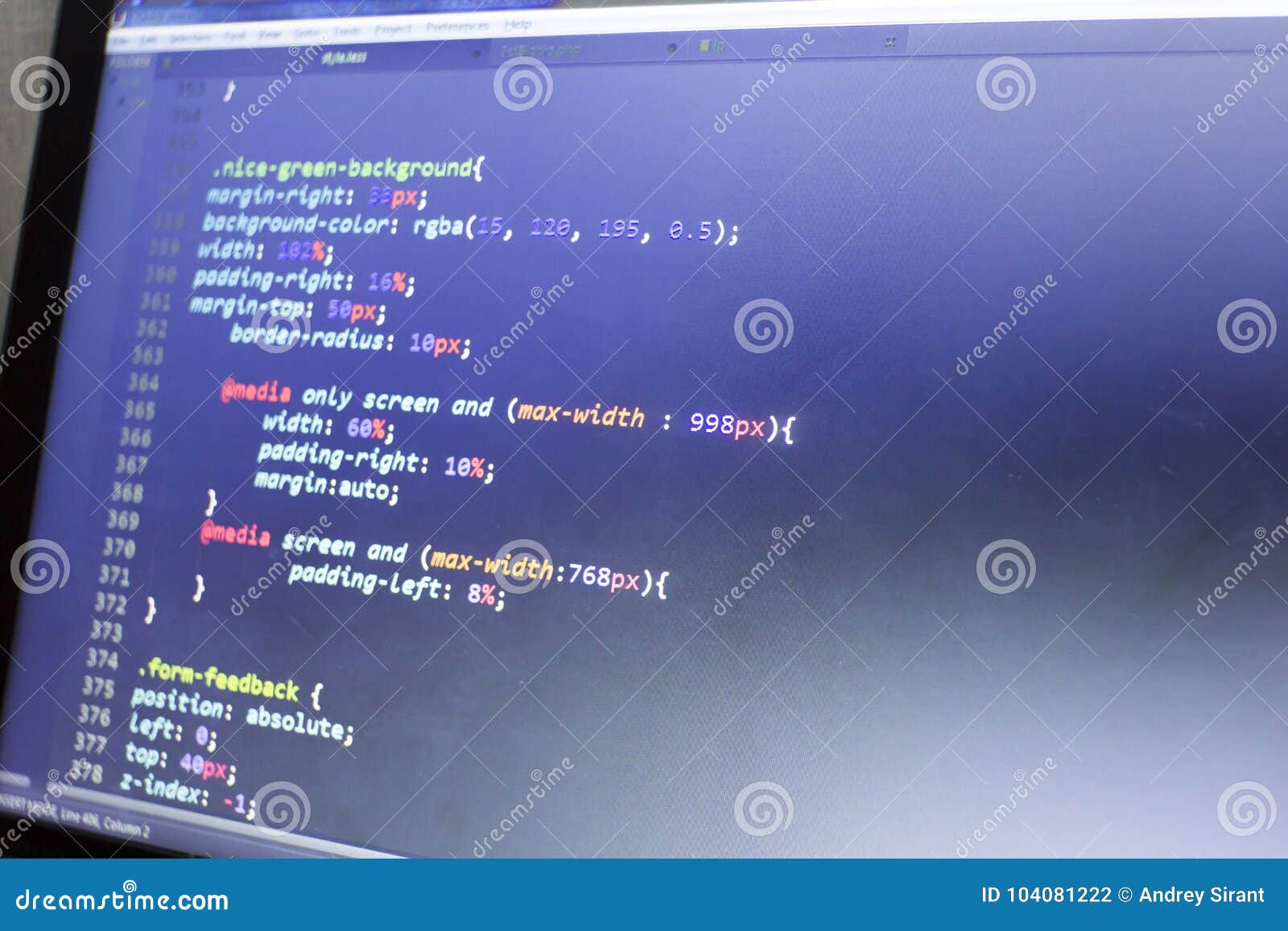 Fin De Code Du Concepteur CSS3/less/SASS De Web Photo stock - Image du ...