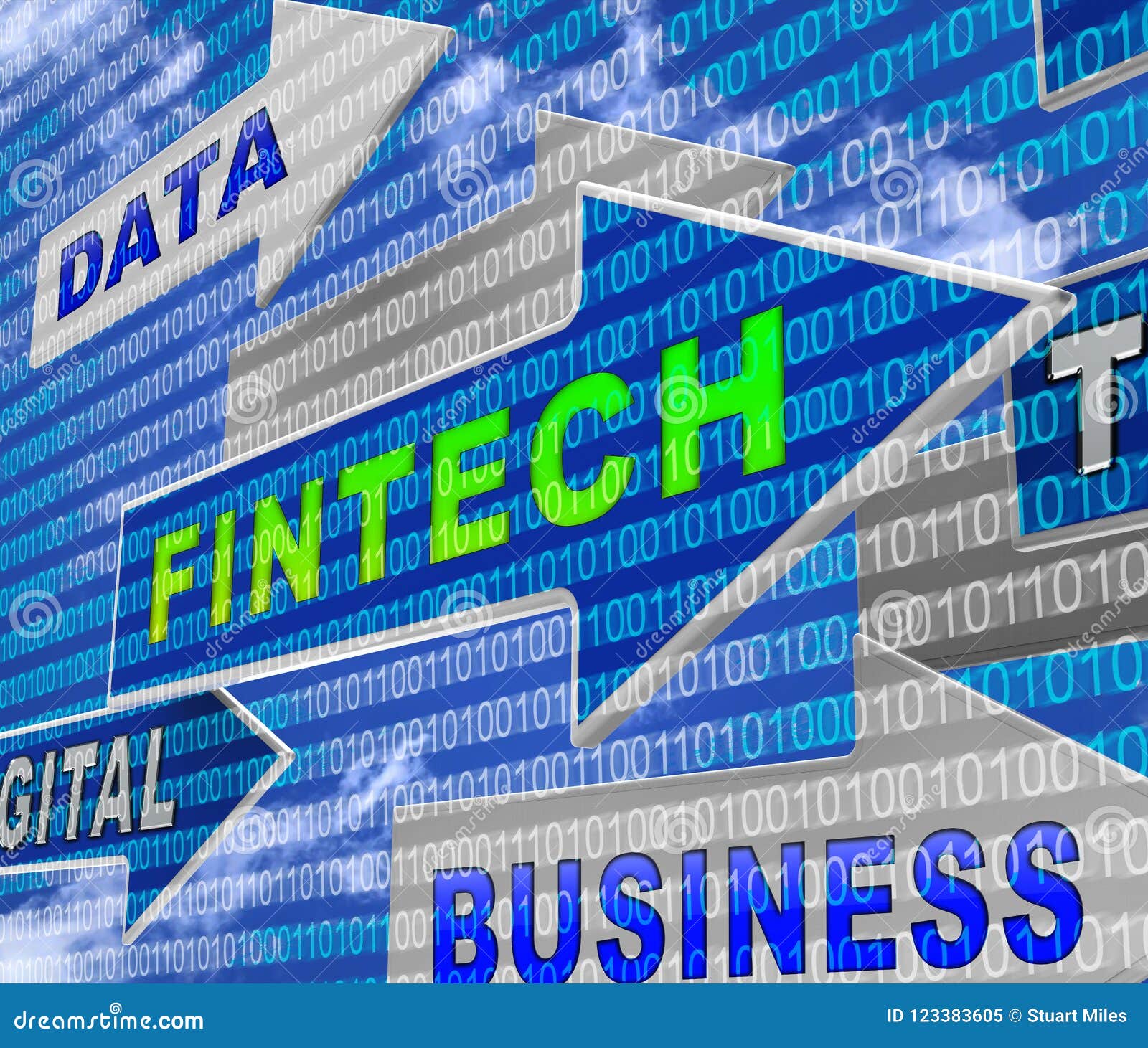 Fin Tech Financial Technology Business 3d Rendering Stock Illustration ...