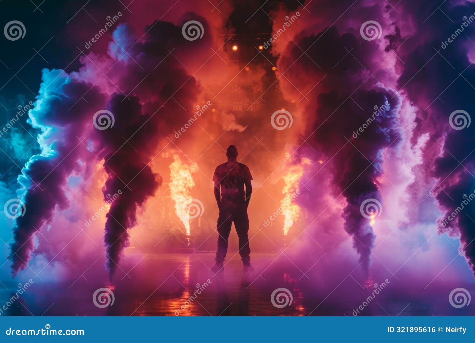 The Final Bow, the Stage Behind the Performers Erupting in a Controlled ...