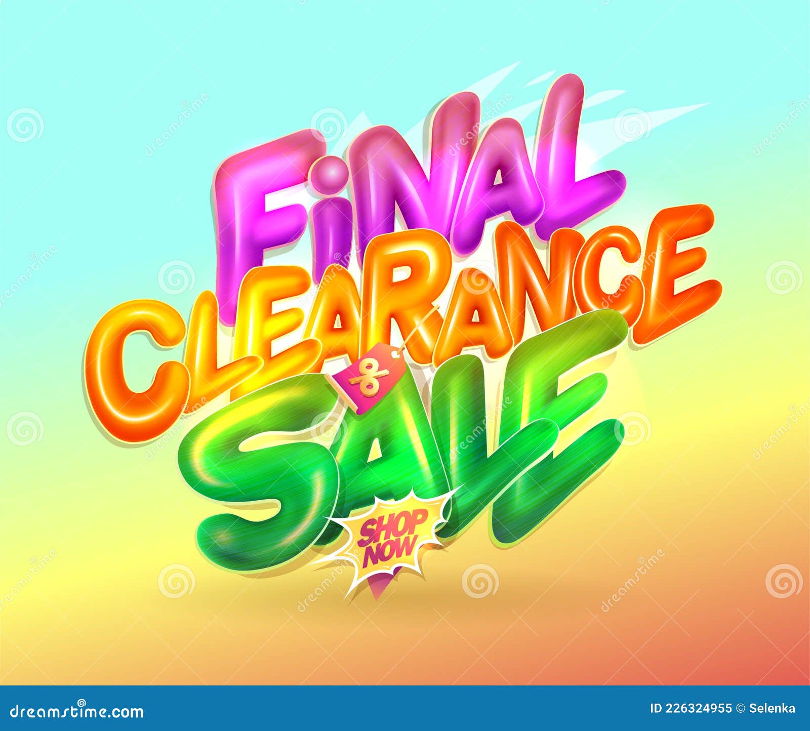 Final Clearance Sale Vector Banner Mockup with Glossy 3D Lettering ...